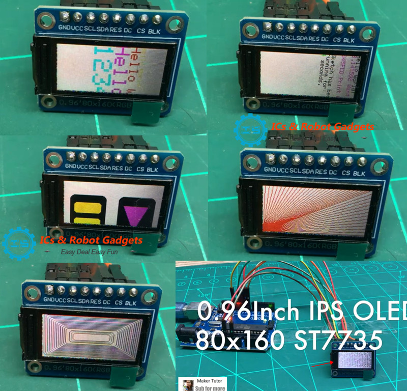 0.96" IPS OLED Display Module - 80x160 Resolution ST7735 SPI 3.3V RGB